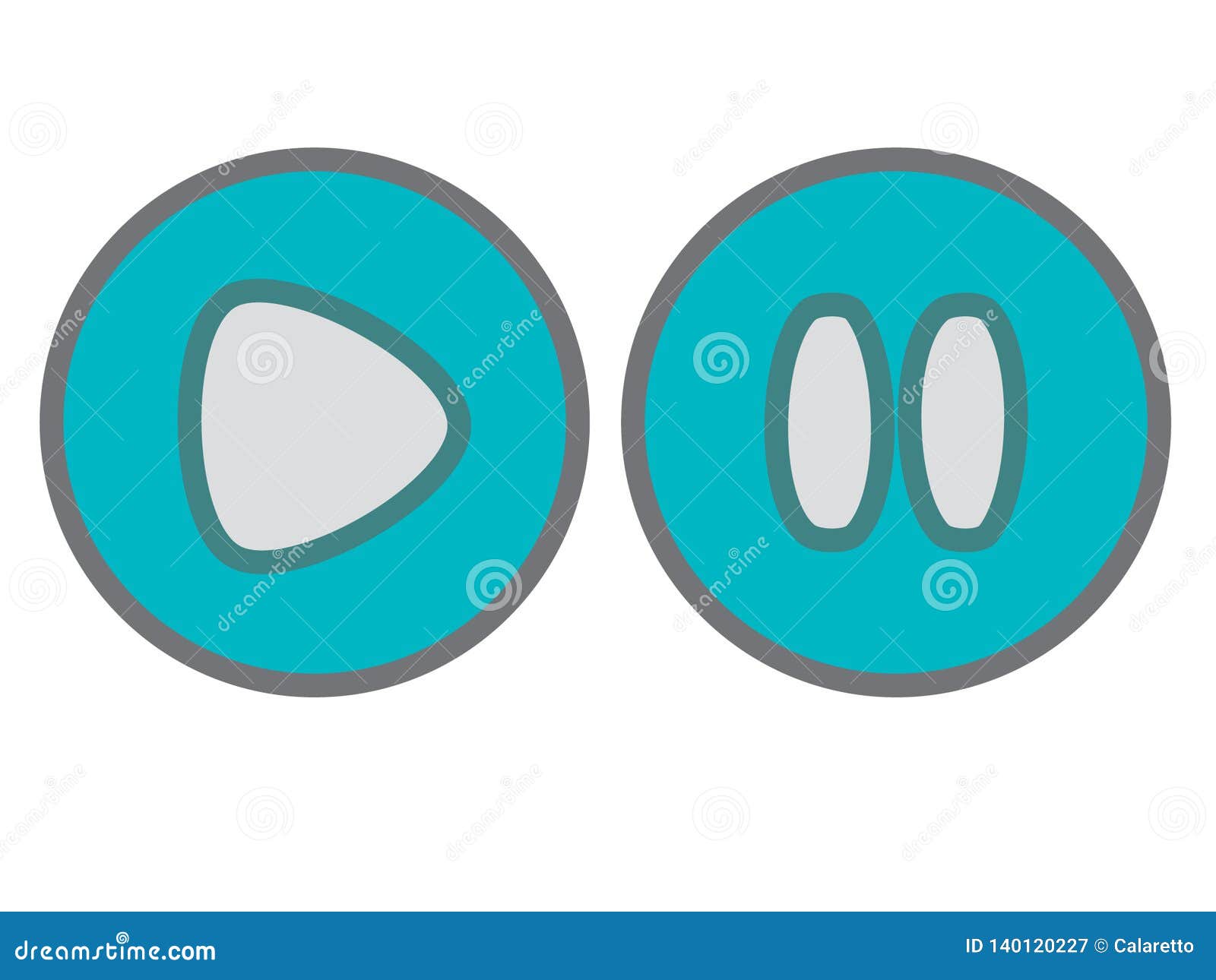 Blue Gray Play Pause Button Icon Vector Stock Vector - Illustration of ...