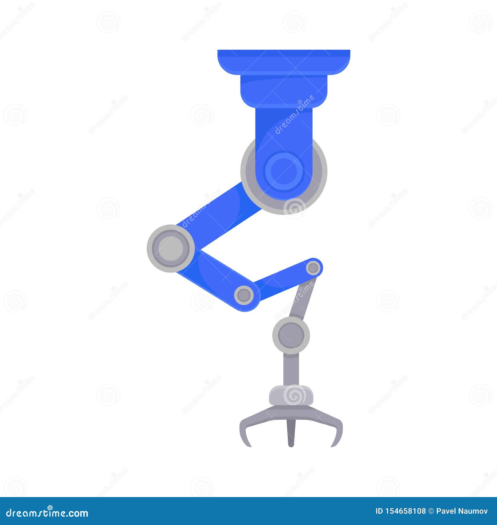 Blue Robotic Arm. Vector Illustration on White Background. Stock Vector ...