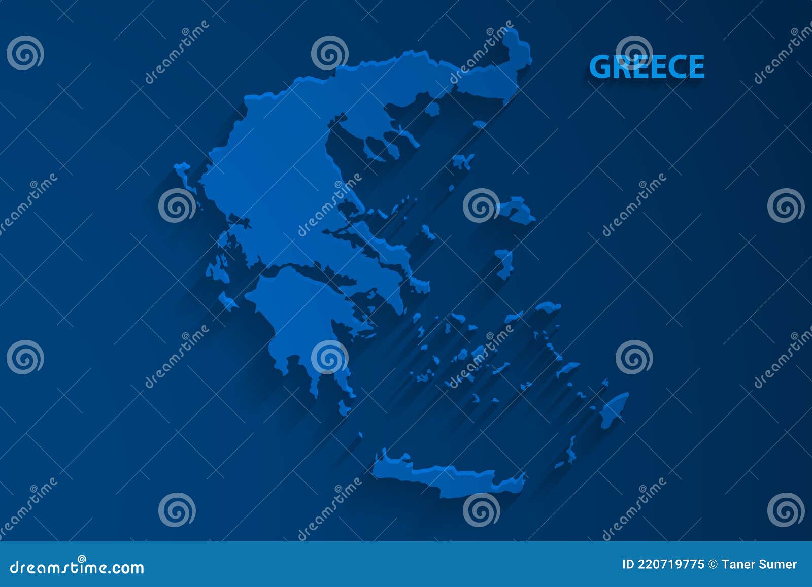 Blue Greece Map Background, Vector Stock Vector - Illustration of ...