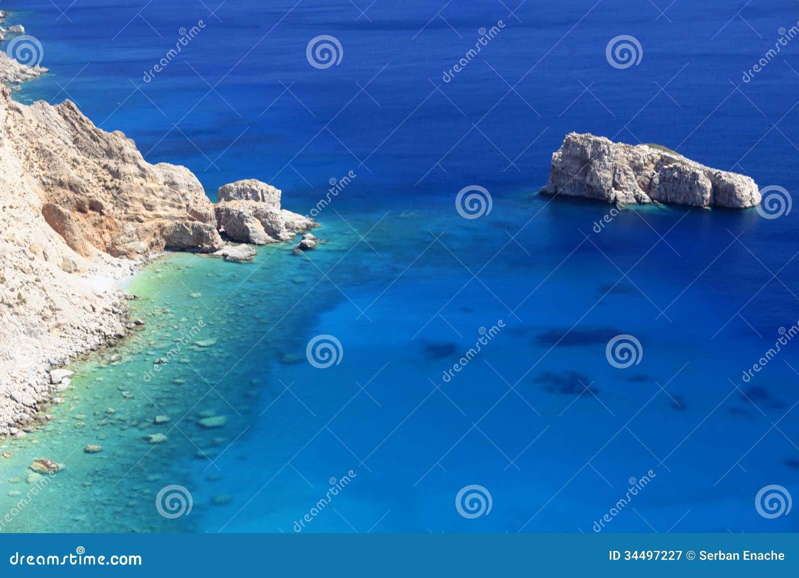 Blue Greek lagoon stock image. Image of scenic, shoreline - 34497227
