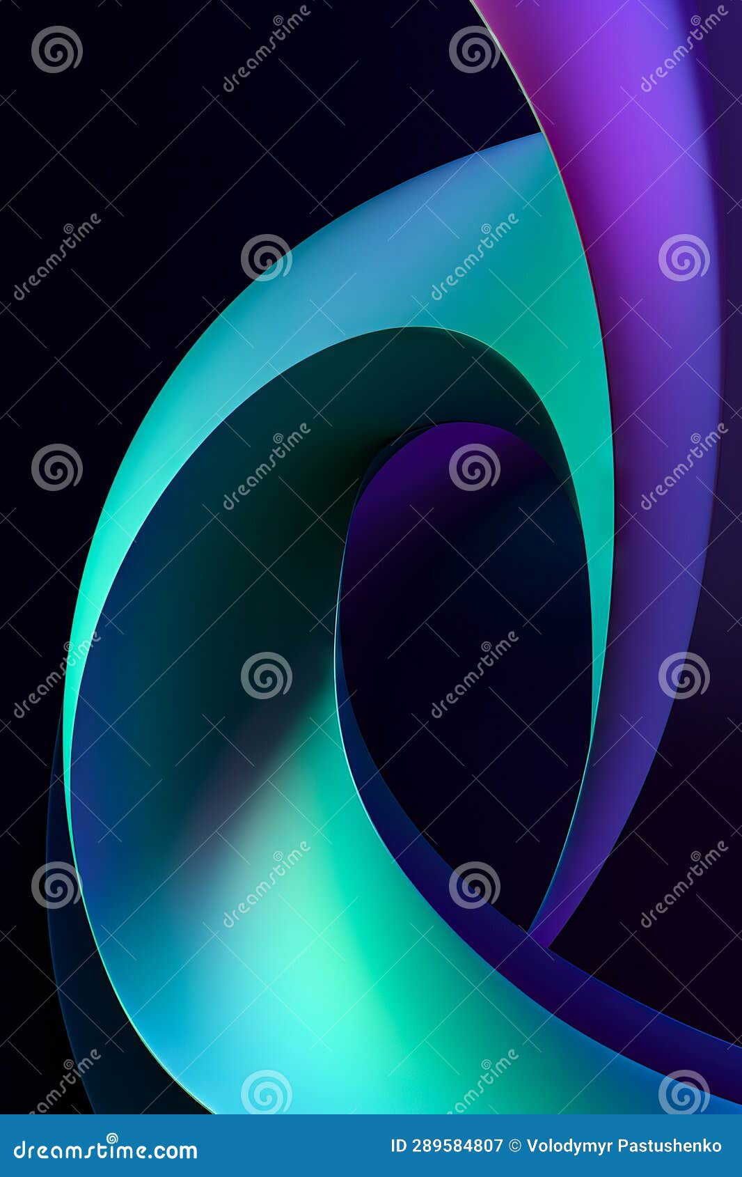 Blue and Green Abstract Design on Black Background with White Border ...