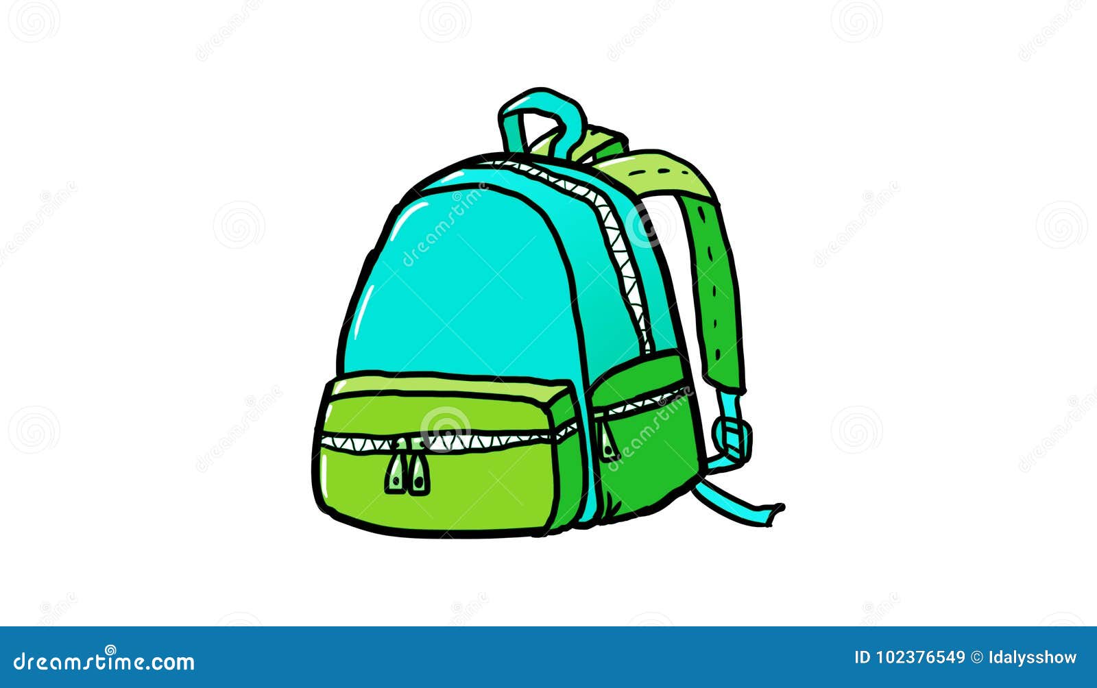 Blue and Green Backpack, Illustration Stock Illustration - Illustration ...
