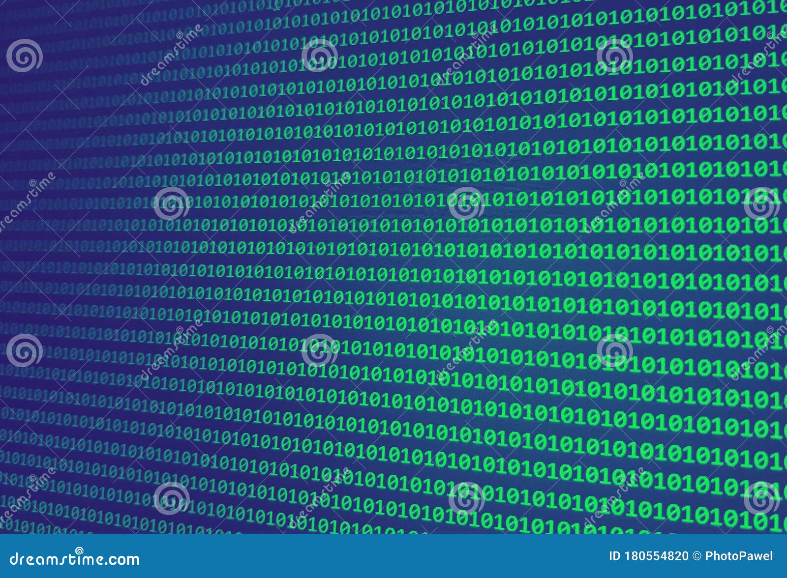 Blue And Green Binary Code Background Digital Binary Code On Monitor Or Tablet Stock