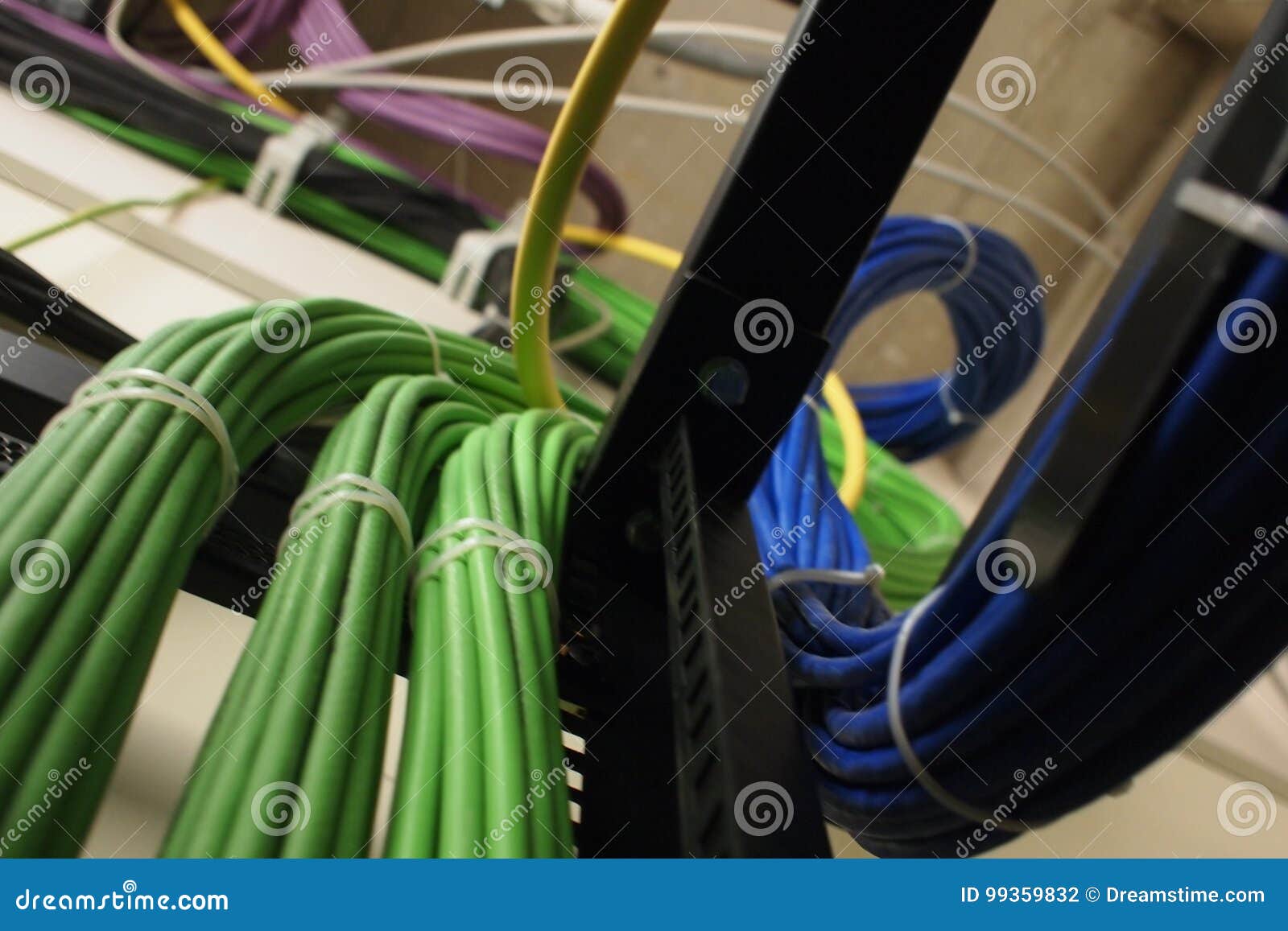 Blue and green cables stock photo. Image of center, networking - 99359832
