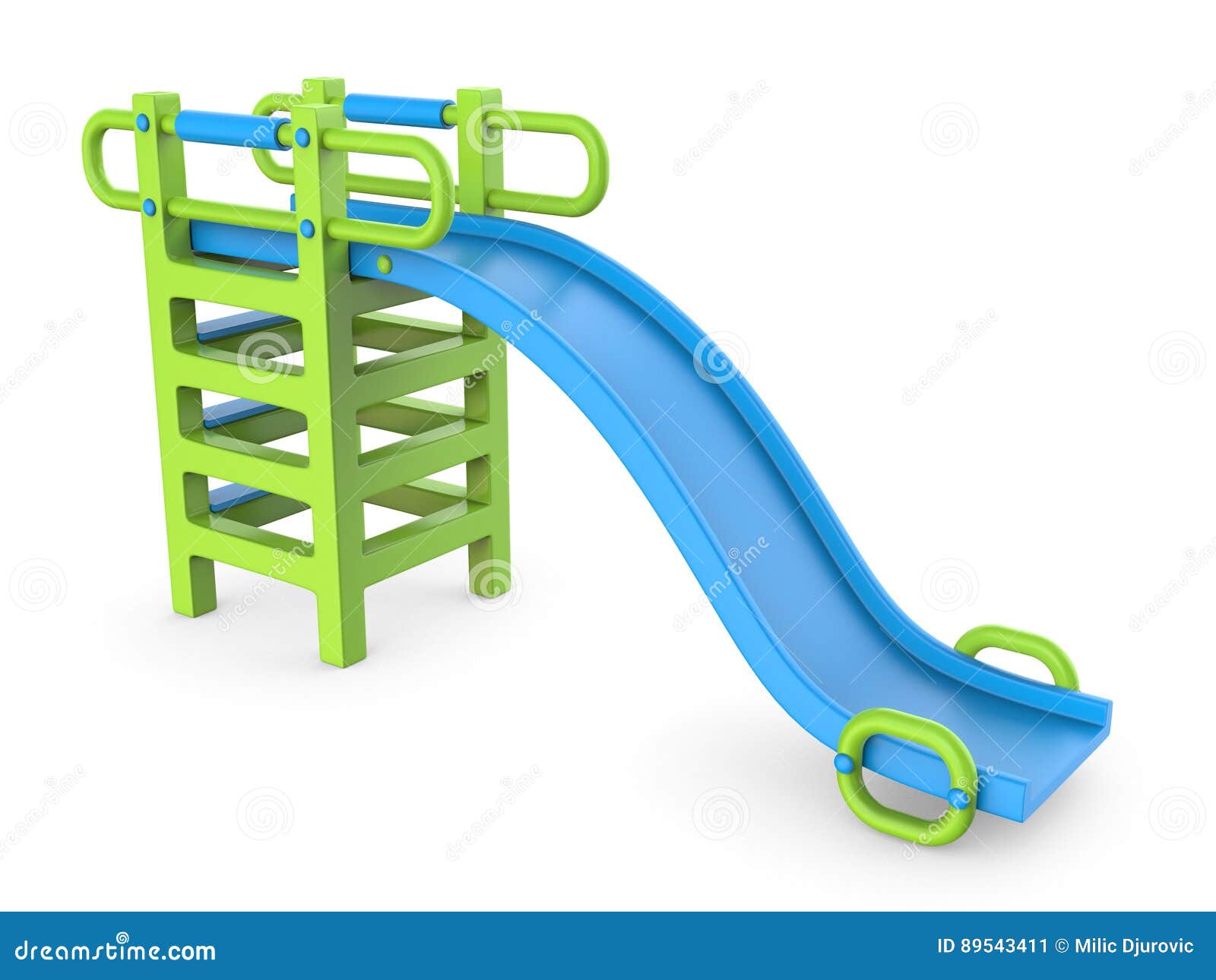 Blue Green Children Slide 3D Stock Illustration - Illustration of ...