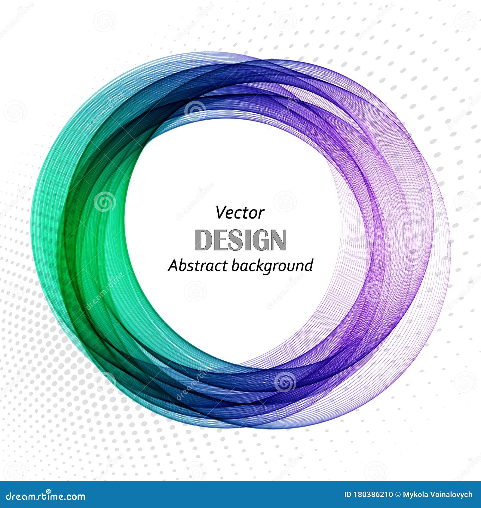 Blue-green Circle Frame. Abstract Flow of Transparent Vector Waves in ...