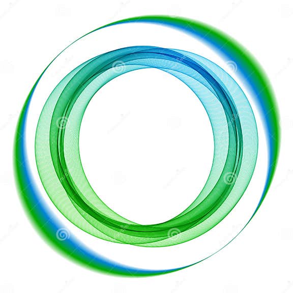 Blue-green Circle Frame. Abstract Flow of Transparent Waves in the ...