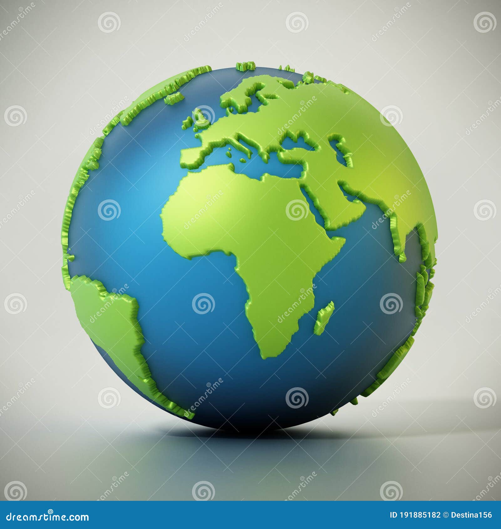 Blue and Green Colored Globe Isolated on Gray. 3D Illustration Stock ...