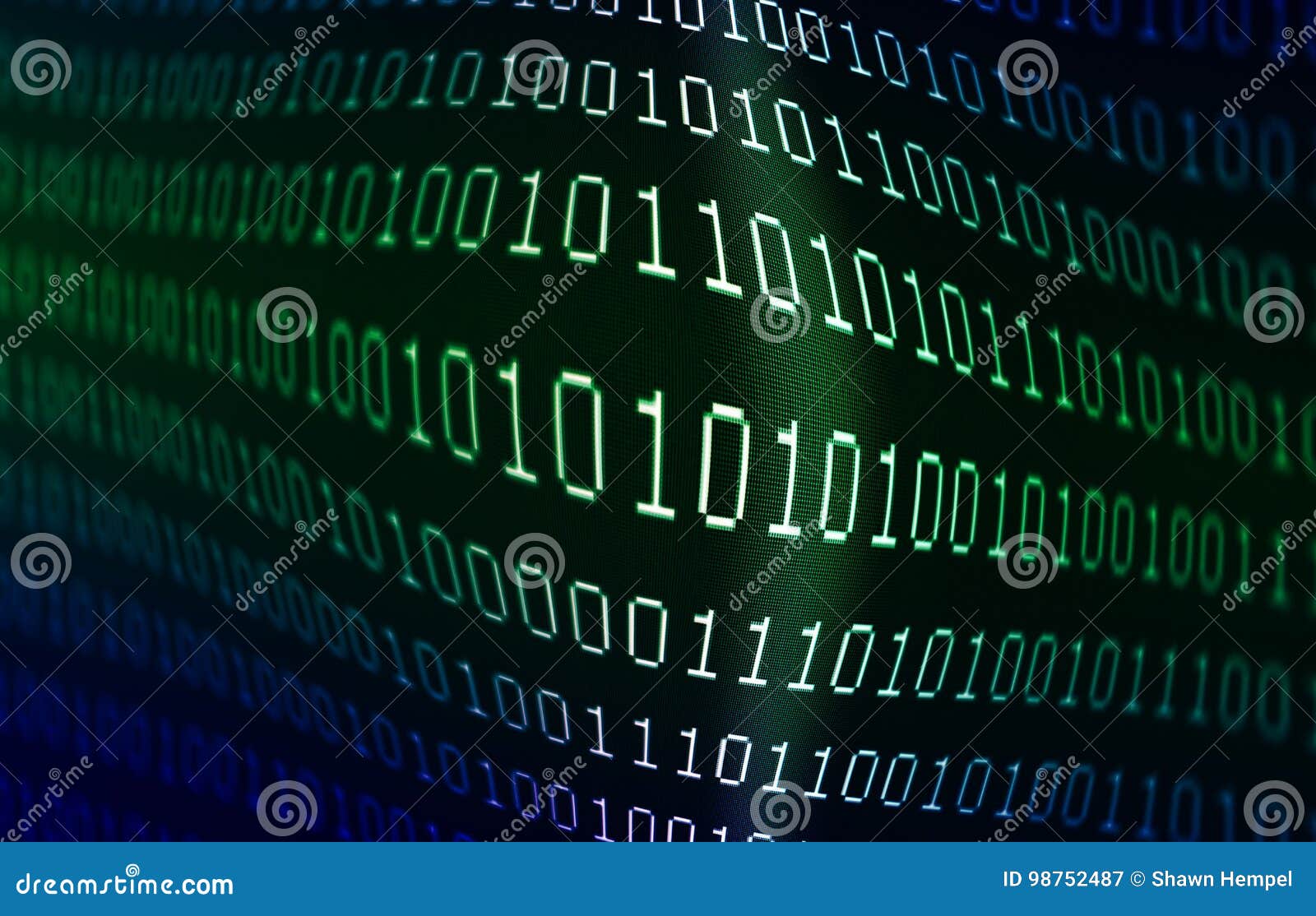 Blue and Green Colored Zeros and Ones Binary Data Stock Illustration ...