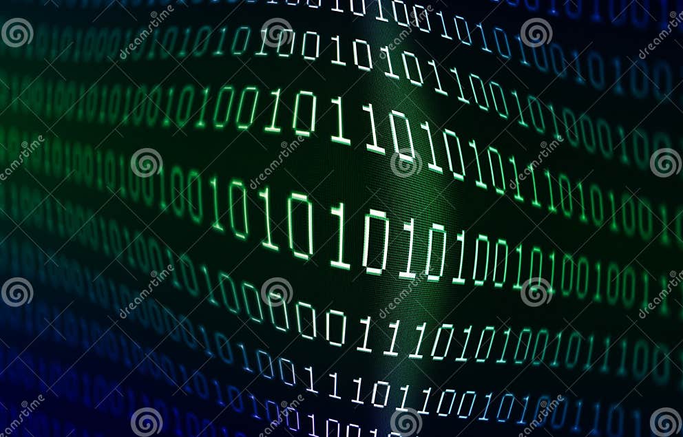 Blue and Green Colored Zeros and Ones Binary Data Stock Illustration ...