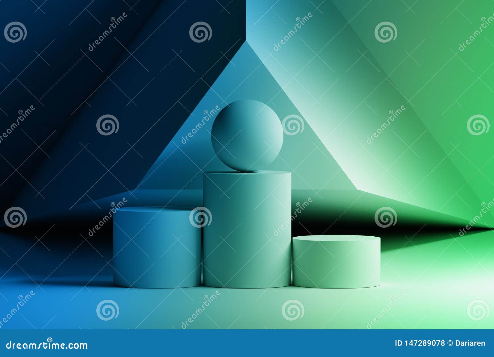 Blue Green Composition with Basic Primitives Stock Illustration ...