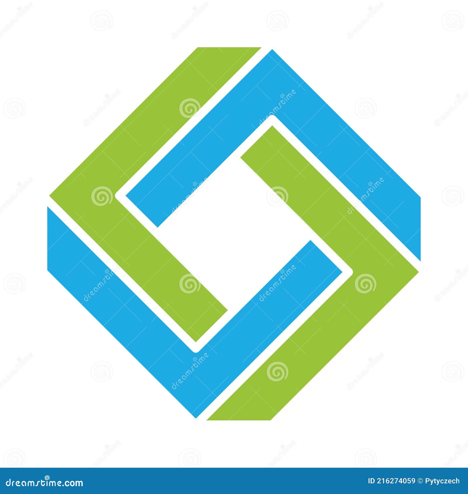 Blue Green 3D Impossible Square Stock Vector - Illustration of abstract ...