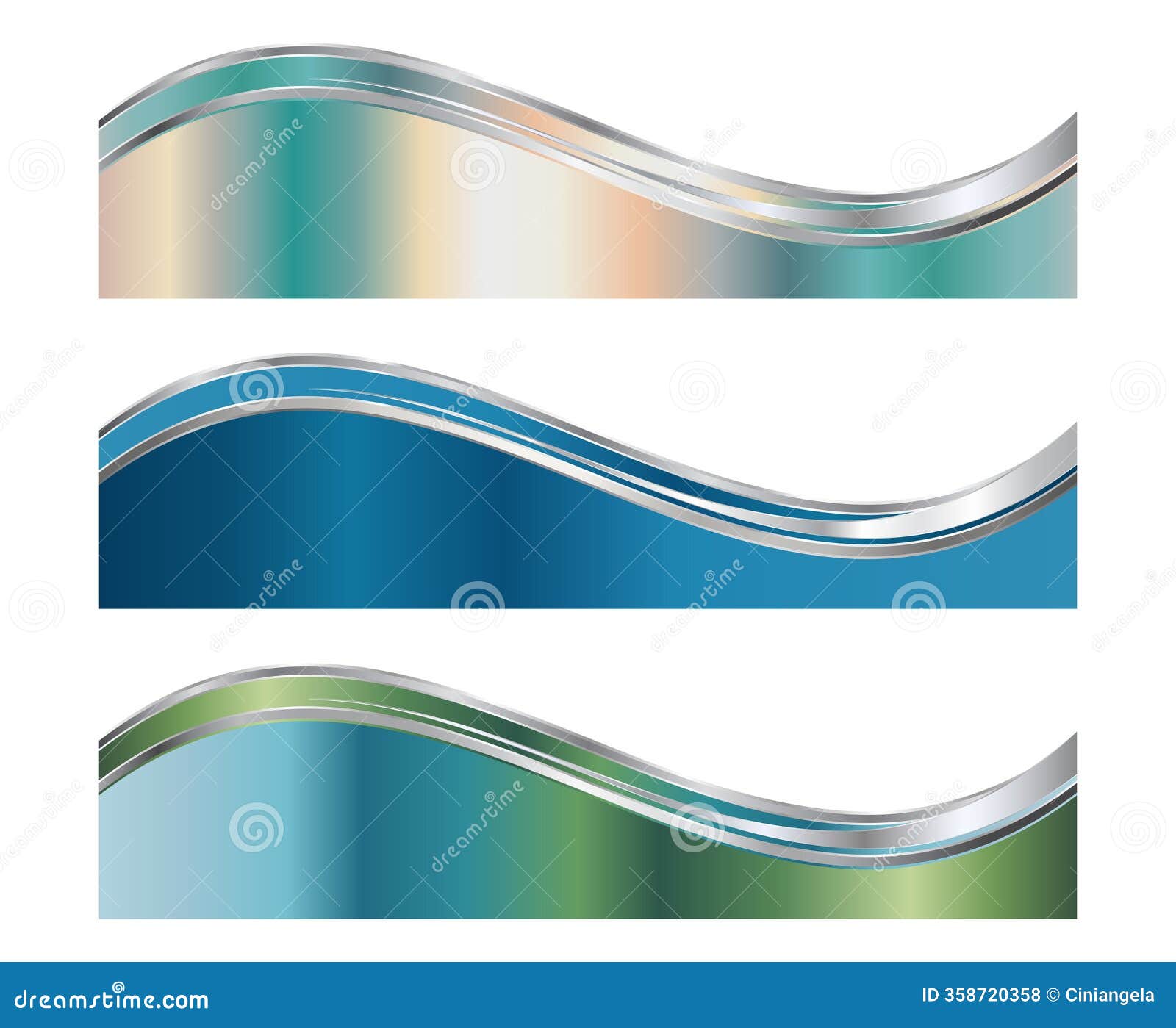 Blue Green 3D Letterhead Divider Template, Separator Footer Set with ...