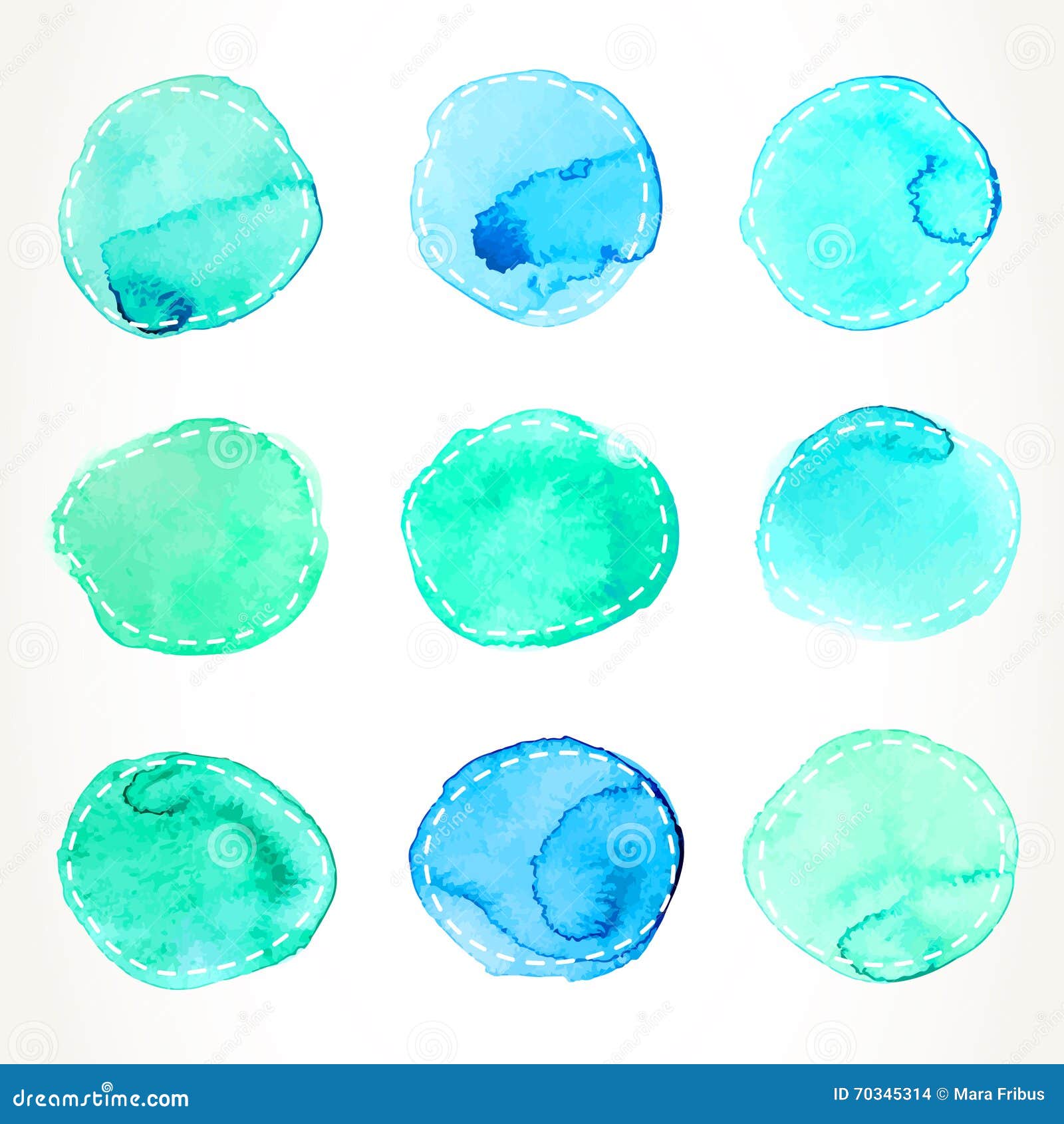 Blue and Green Dashed Watercolor Circles Stock Vector - Illustration of ...