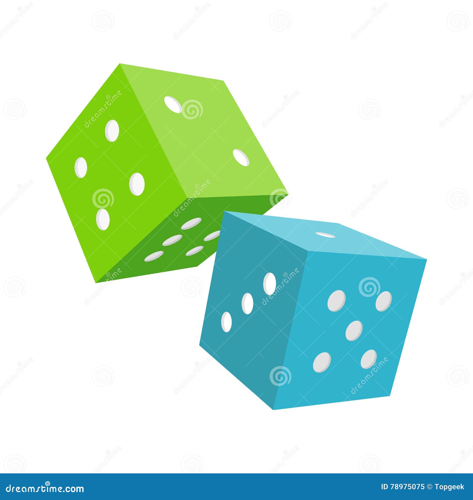 Blue and Green Dices on White Background Stock Vector - Illustration of ...