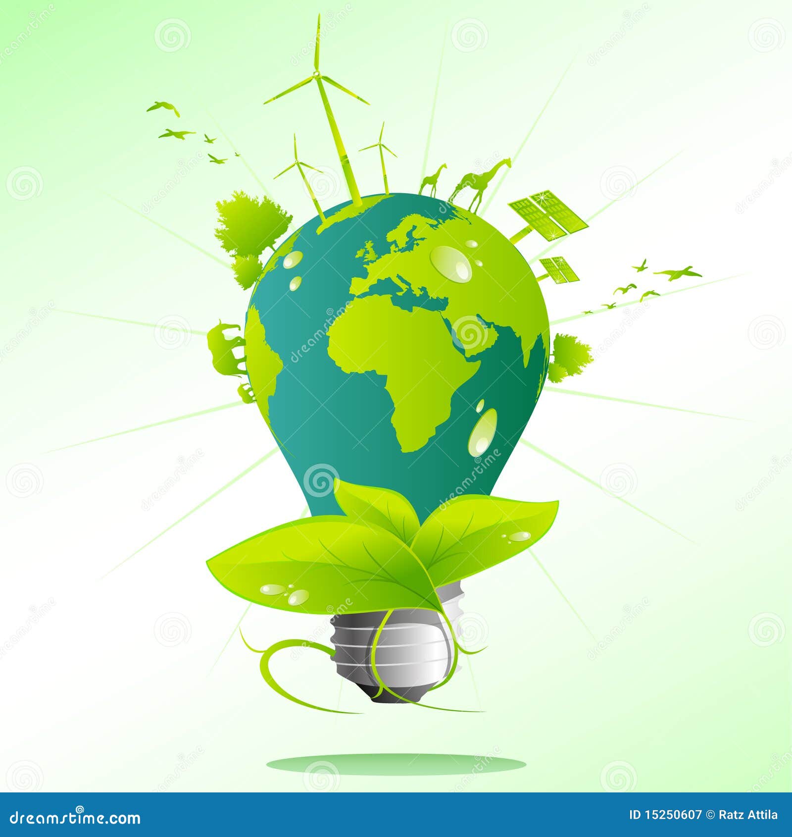 Blue Green Earth Light Bulb Stock Vector - Illustration of planet, bulb ...