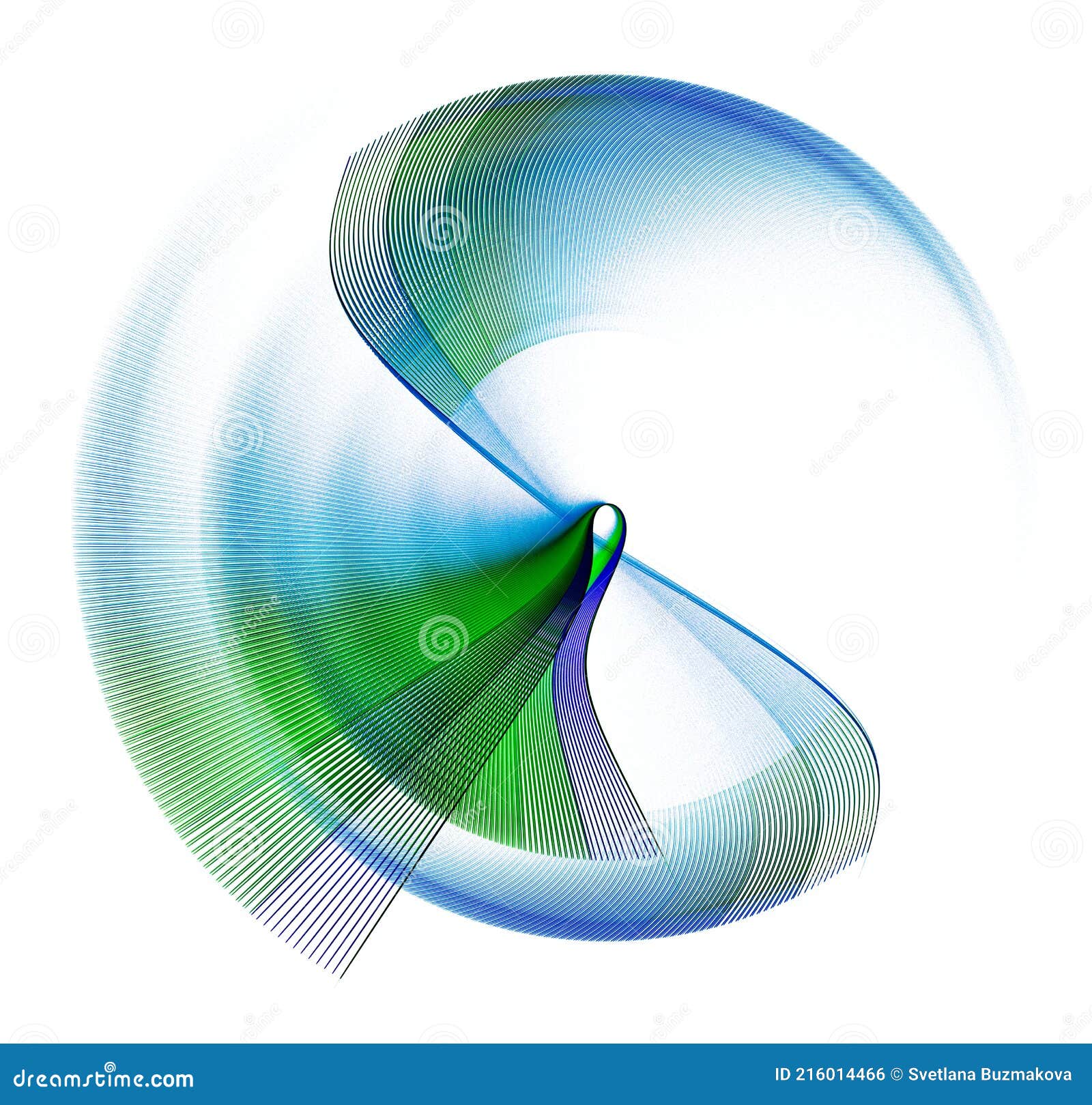 Blue, Green Elements are Curved in a Wave and Loop, and Rotate on a ...