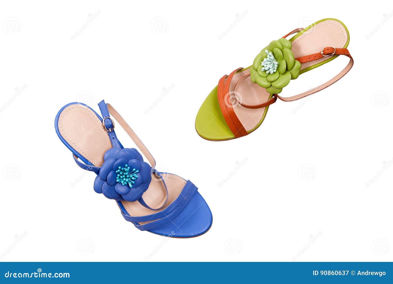 Blue and Green Female Shoes. Stock Image - Image of expensive ...