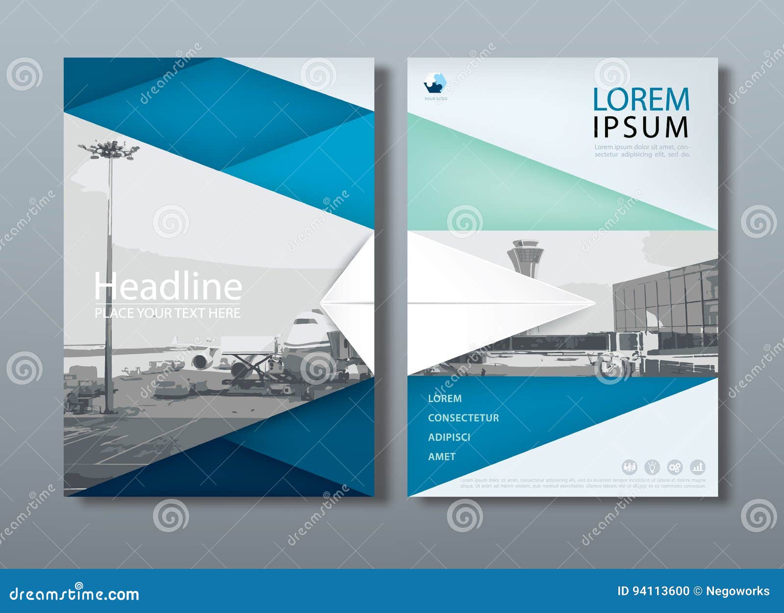 Blue Green Flyer Design Template Vector, Leaflet Cover. Stock Vector ...