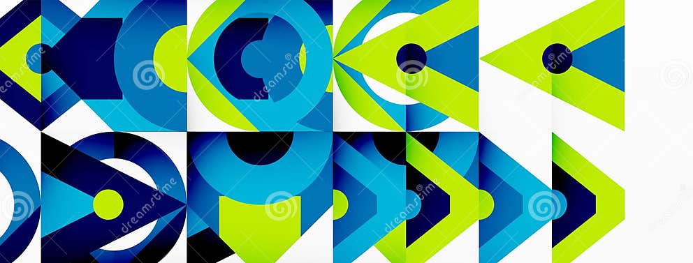 Blue and Green Geometric Pattern with Arrows in Opposite Directions ...