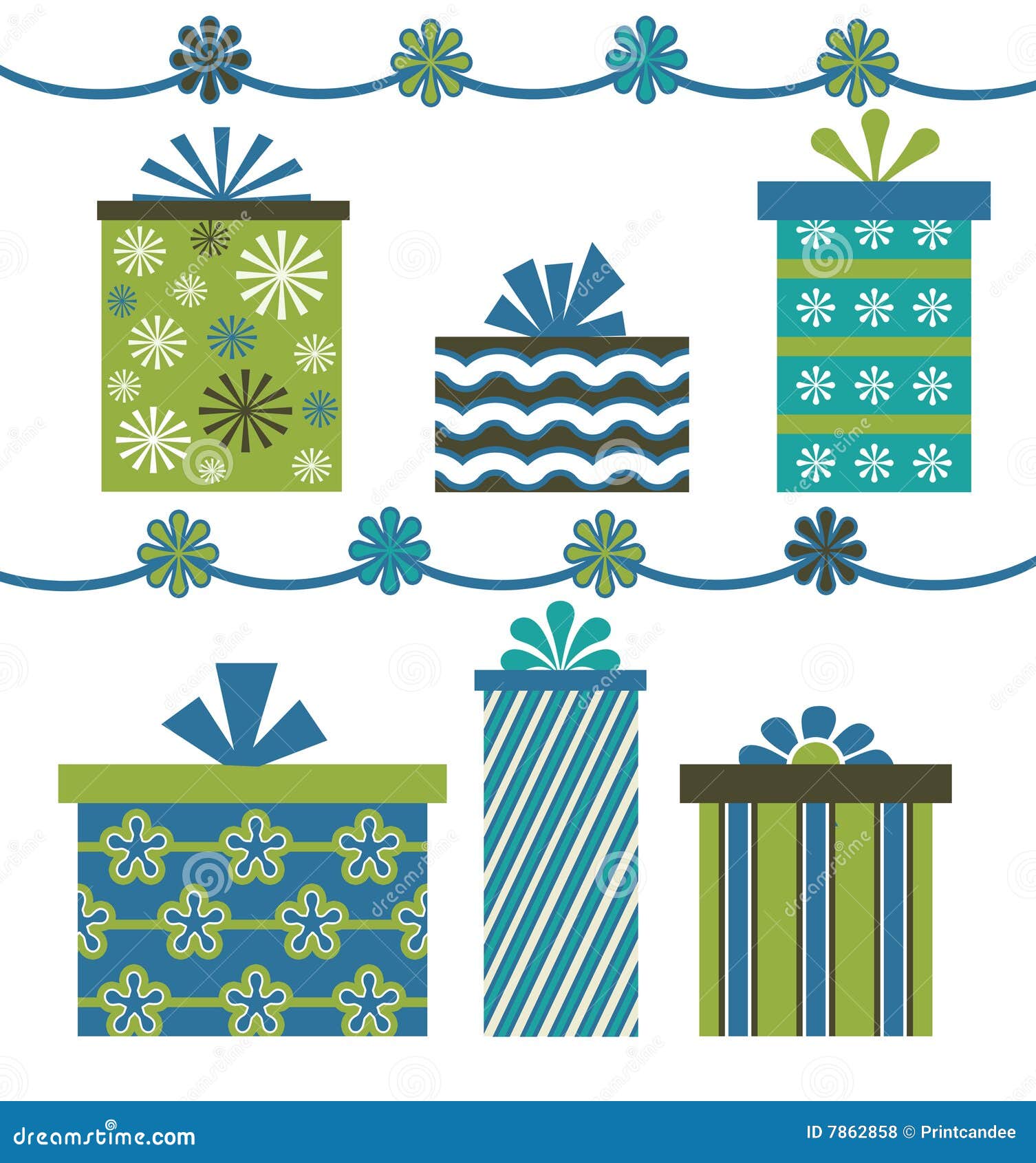 Blue Green Gifts stock illustration. Illustration of brown - 7862858