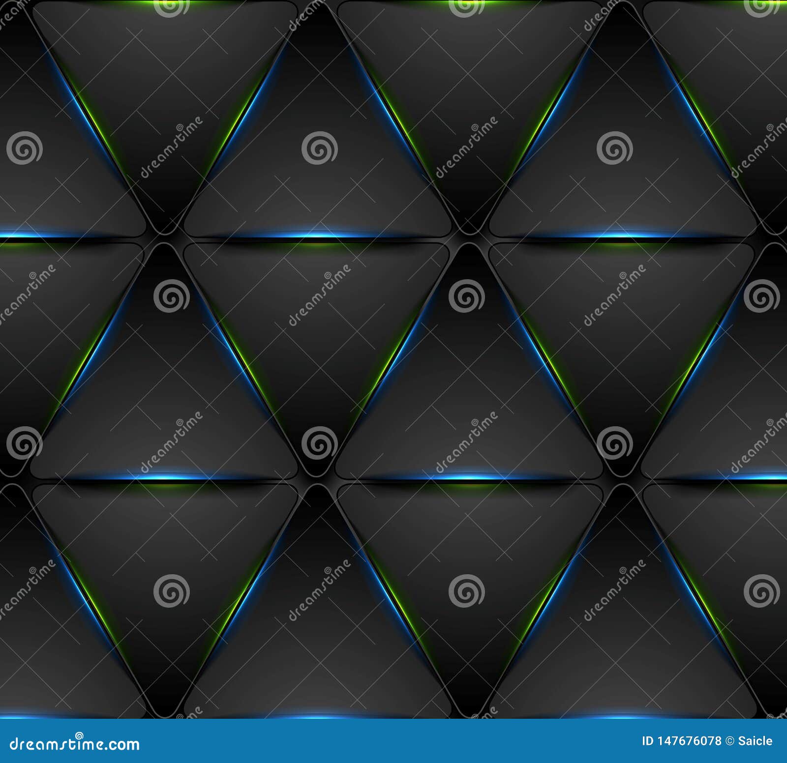 Blue Green Glowing Triangles Tech Pattern Design Stock Vector ...