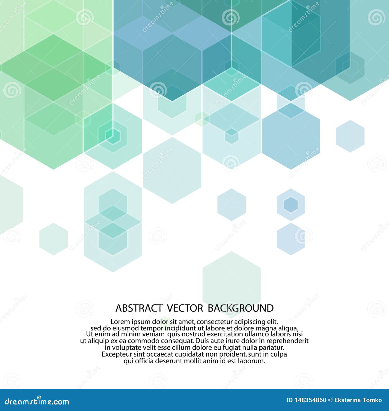 Blue Green Hexagon Background. Polygonal Style Layout for Advertising ...