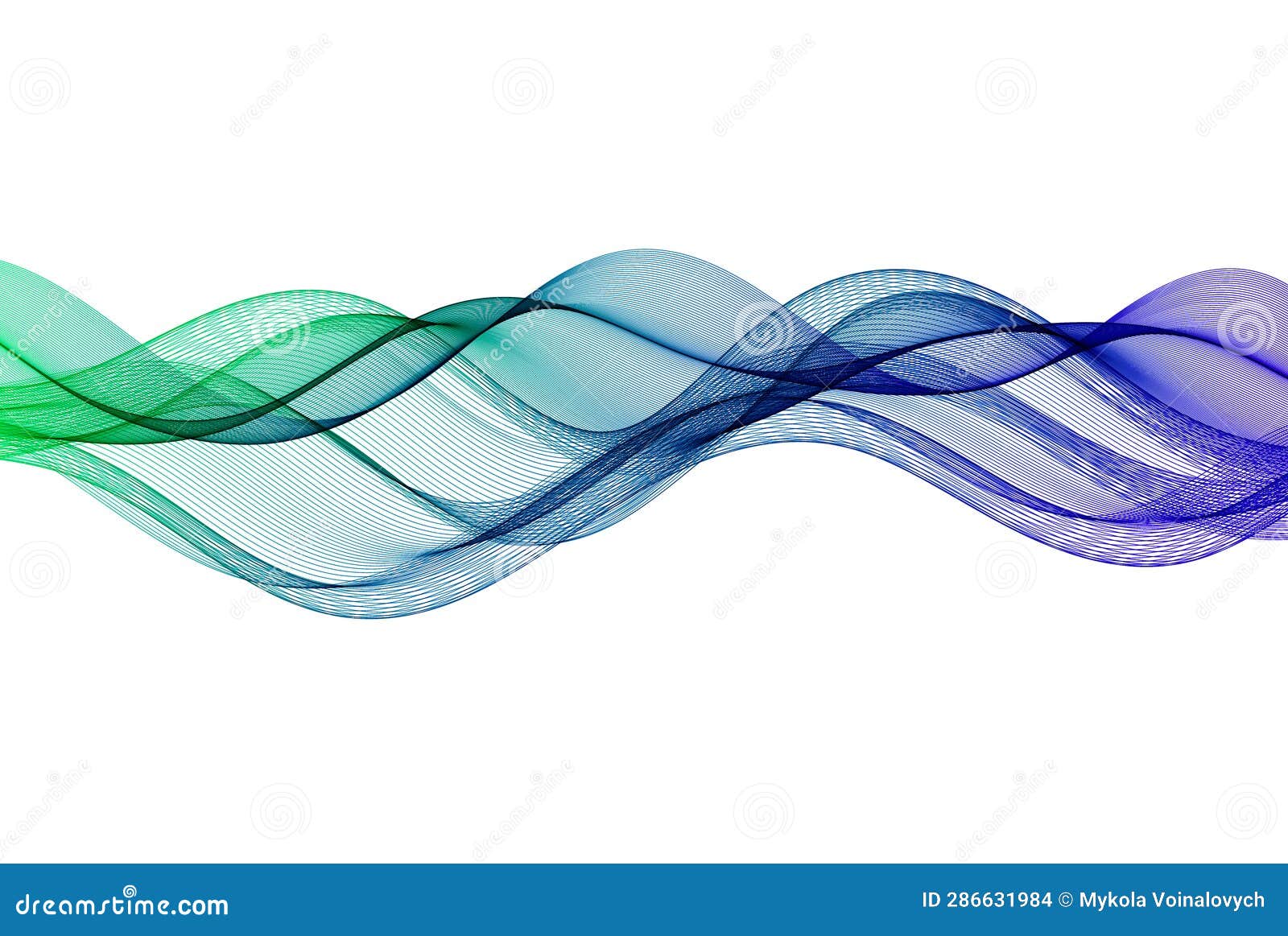 Blue Green Horizontal Wave on White Background, Abstract Background ...