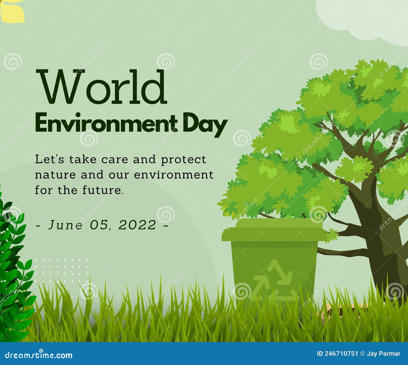 Blue Green Illustration World Environment Day Facebook Post Stock ...