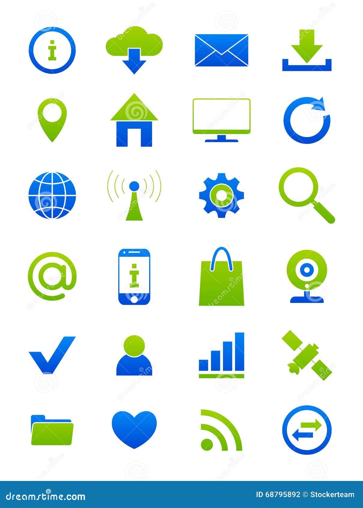 Blue-green Internet Icons Set Stock Vector - Illustration of drawn ...