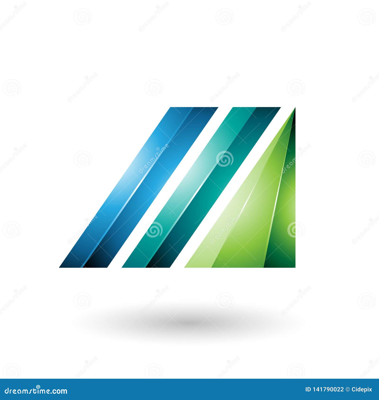 Blue and Green Letter M of Glossy Diagonal Bars Stock Vector ...