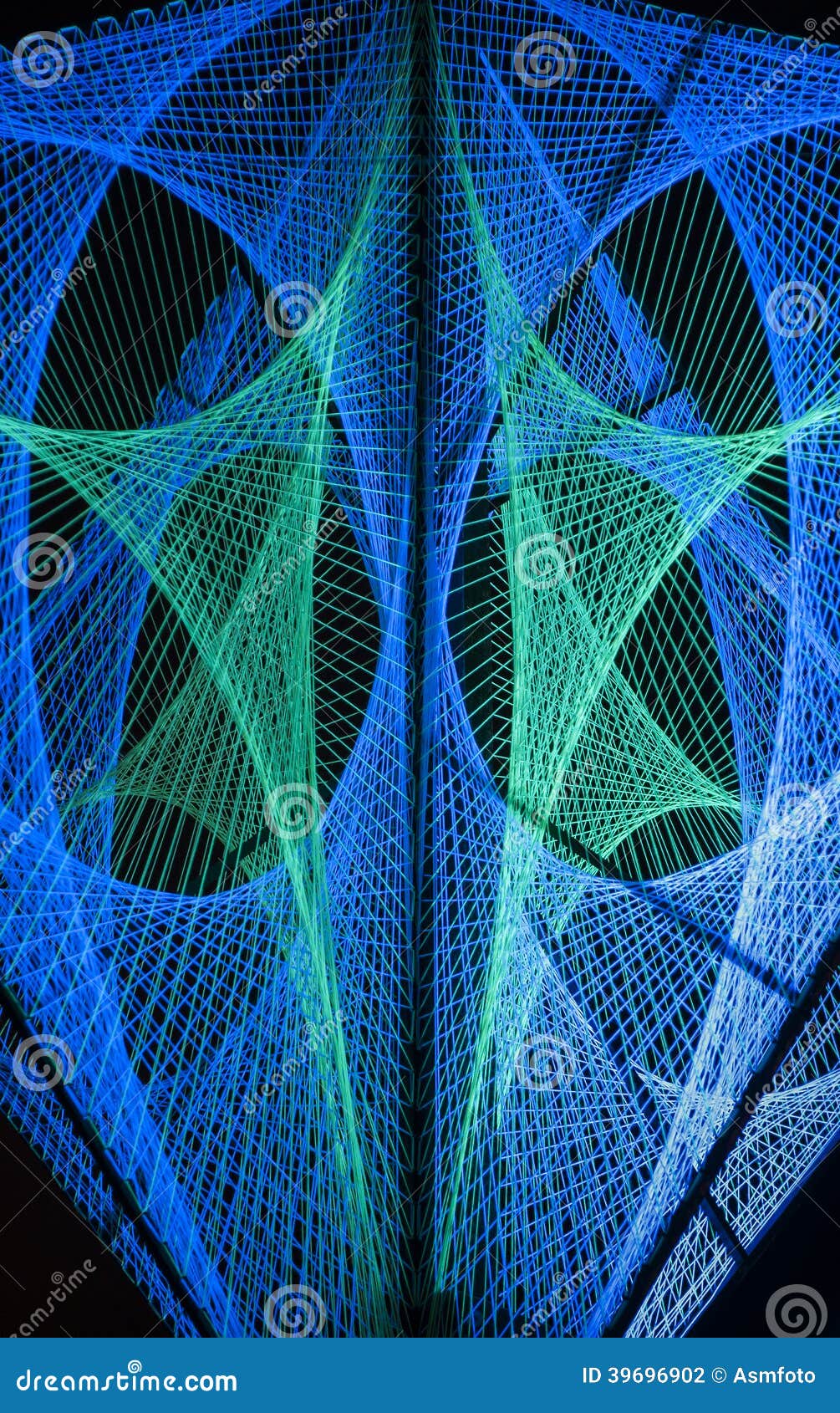Blue and Green Lights Created 3D Formation in Black Stock Photo - Image ...