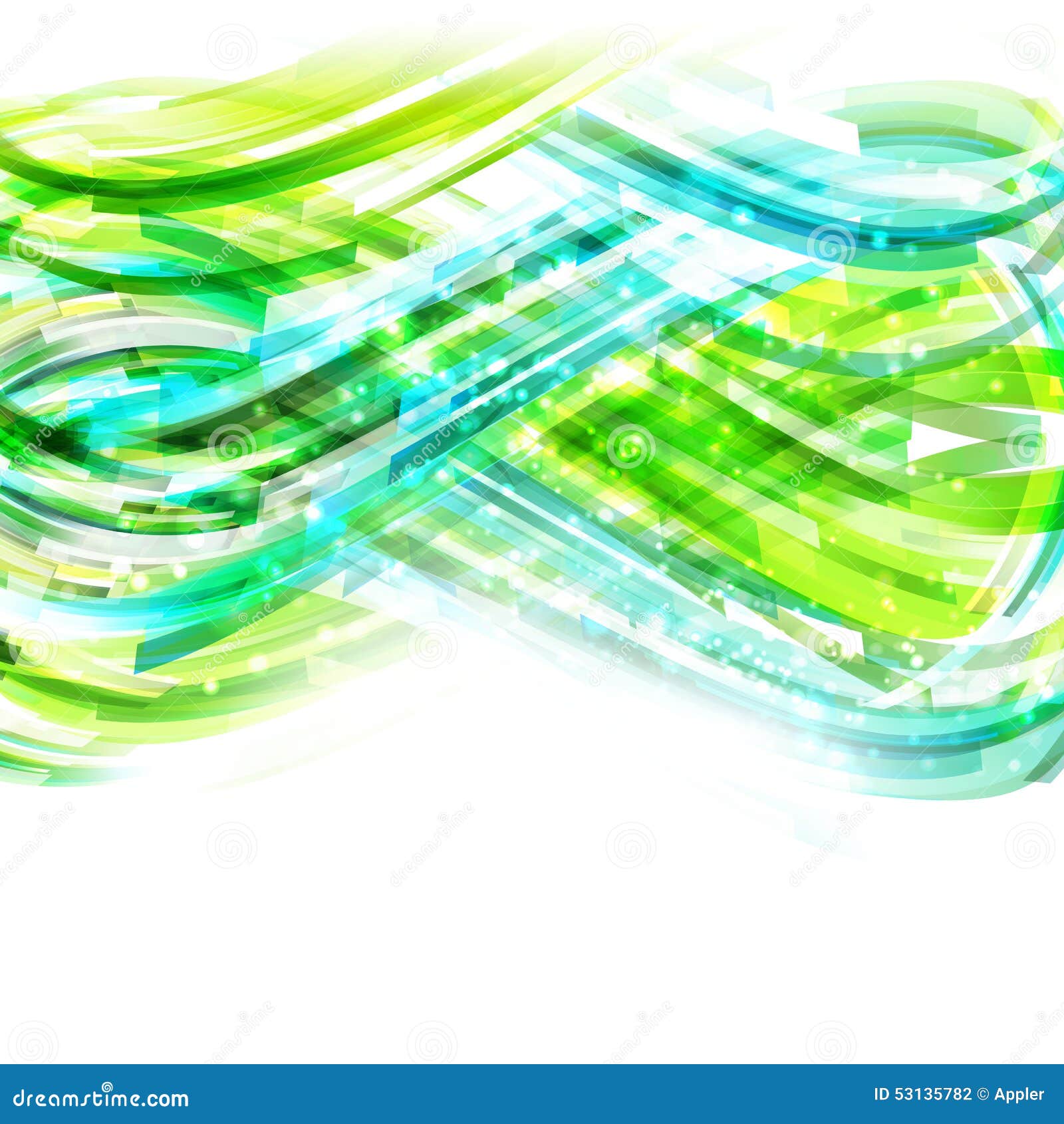 Blue and Green Linear Drawing Background with Lights Stock Vector ...