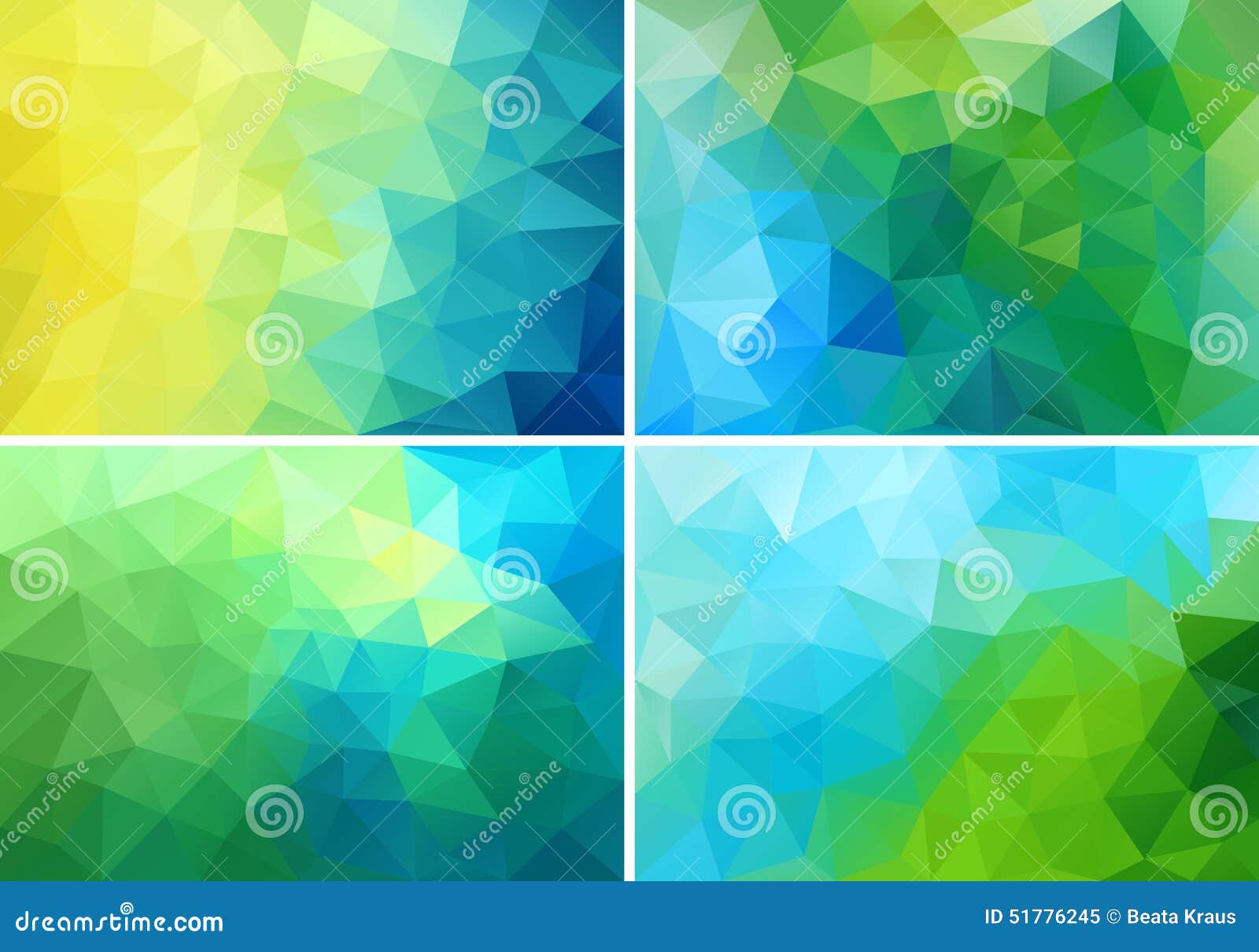 Blue And Green Low Poly Backgrounds, Vector Set | CartoonDealer.com ...