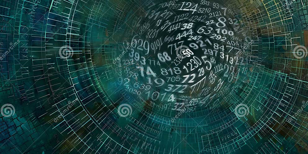 Blue Green Mauve Spiralling Numerology Template Background Stock ...