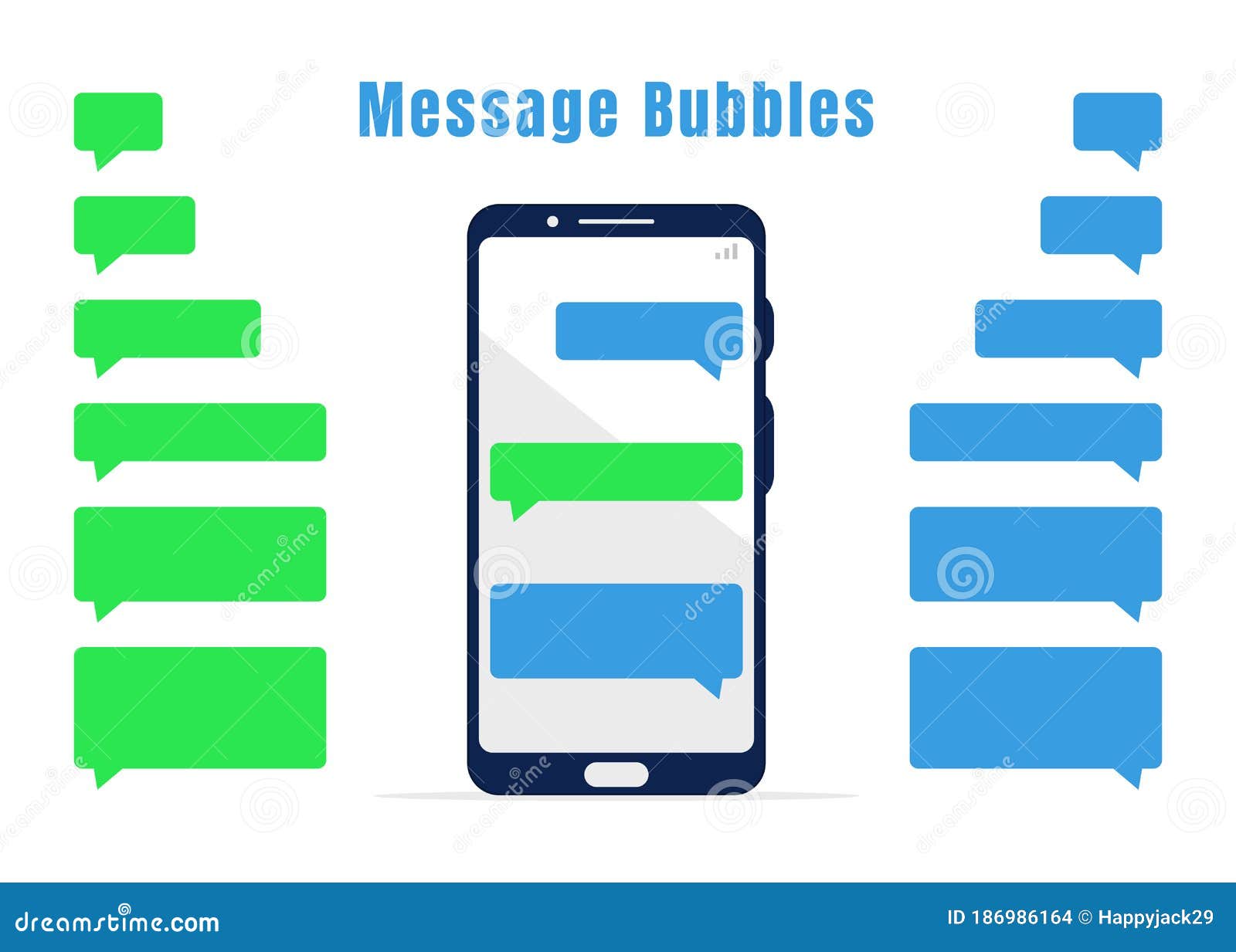 Smartphone With Dialog Boxes And People Pictograms Vector Illustration ...