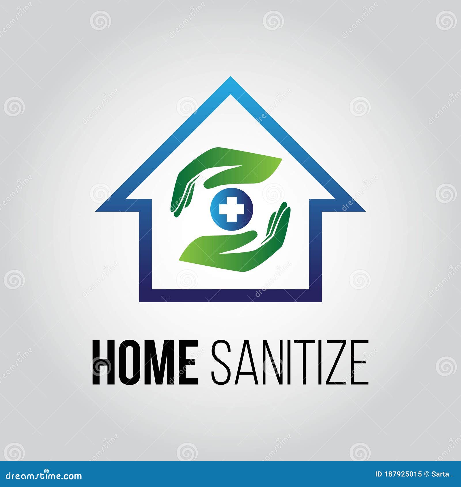 Blue and Green Modern Building Home Sanitize Logo Stock Vector ...