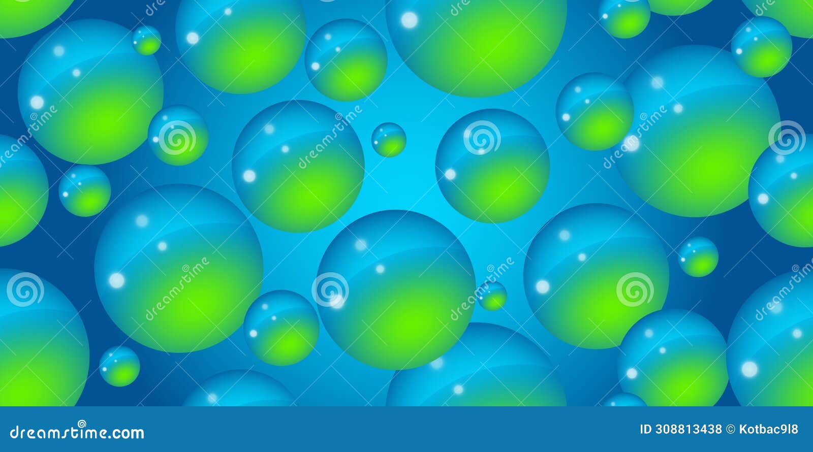 Blue and Green Neon Bubbles on a Blue Background. Stock Vector ...