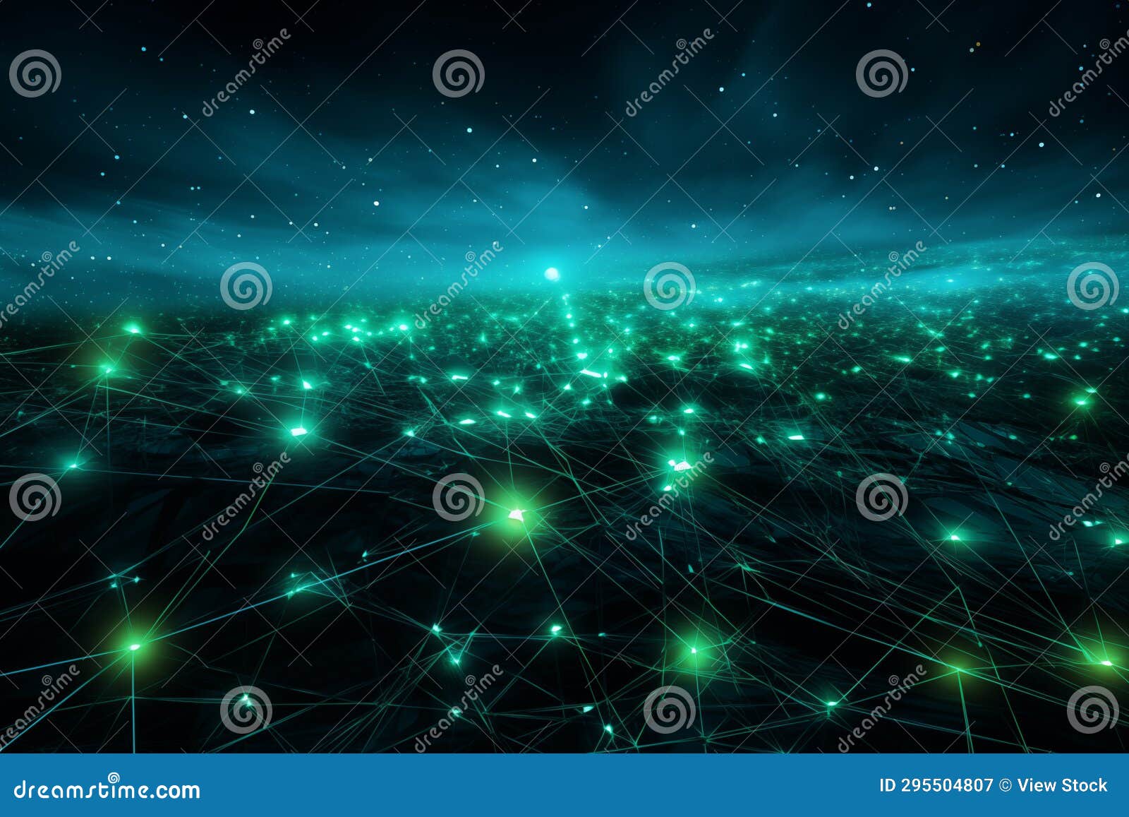 Blue and Green Network Lines Form a Futuristic Stock Illustration ...