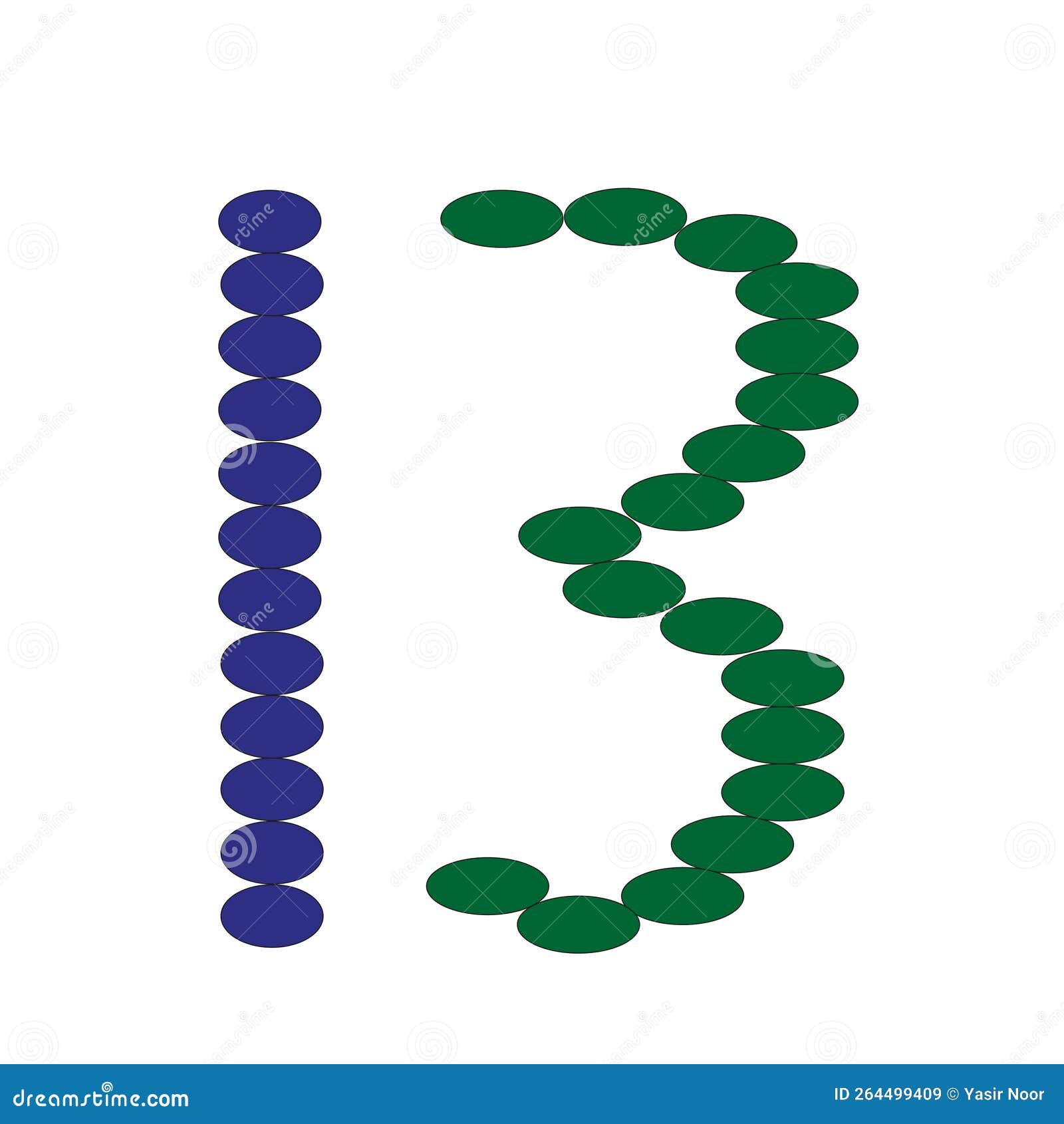 1 blue 3 Green - 13 Number stock illustration. Illustration of blue ...