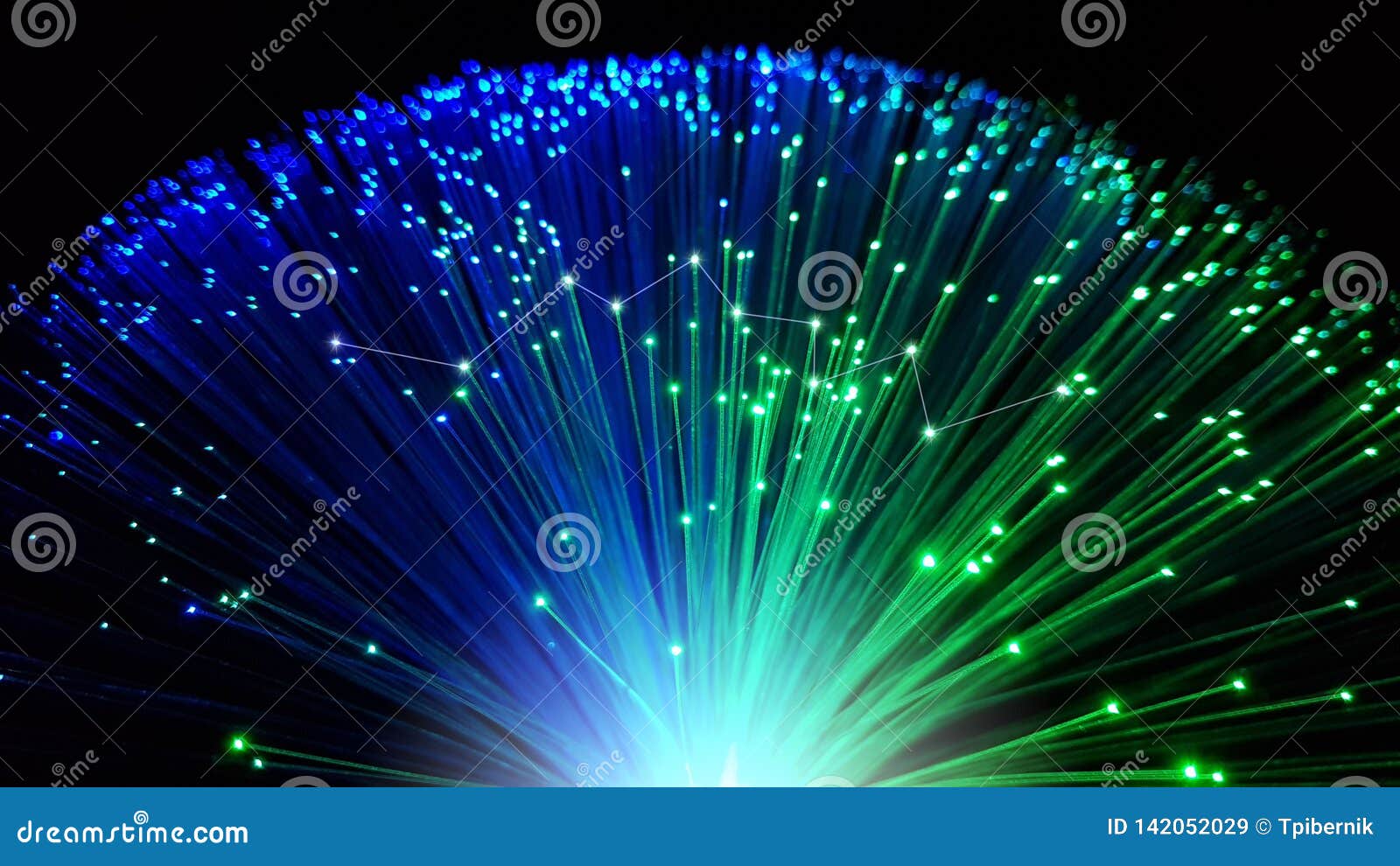 Blue and Green Optical Fiber Cables with Shining Tips Stock Image ...