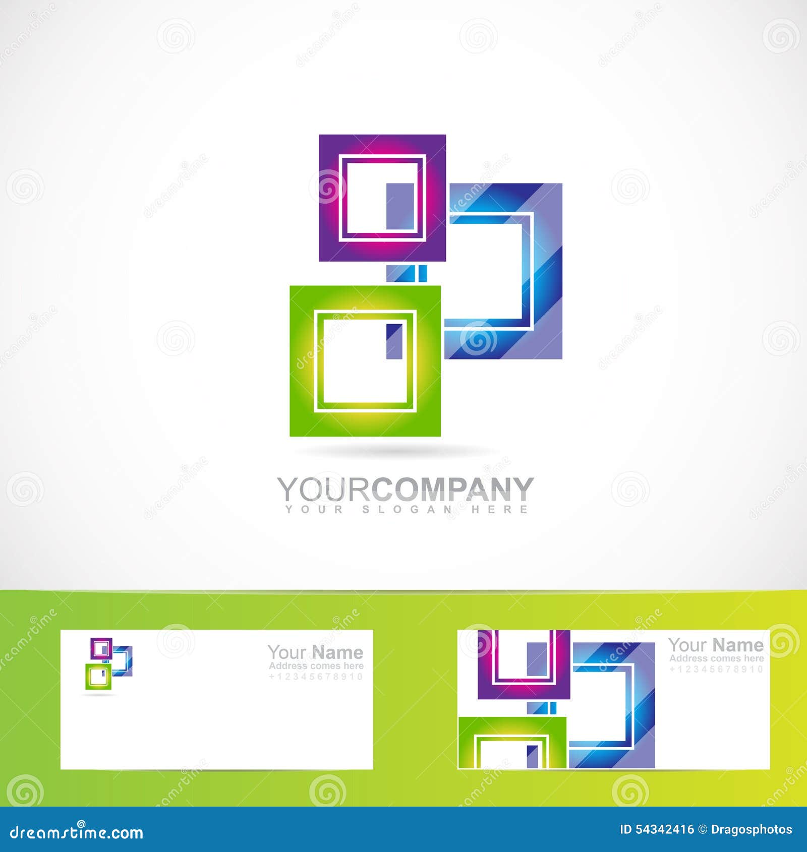 Blue Green Pink Purple Squares Logo Stock Vector - Illustration of ...