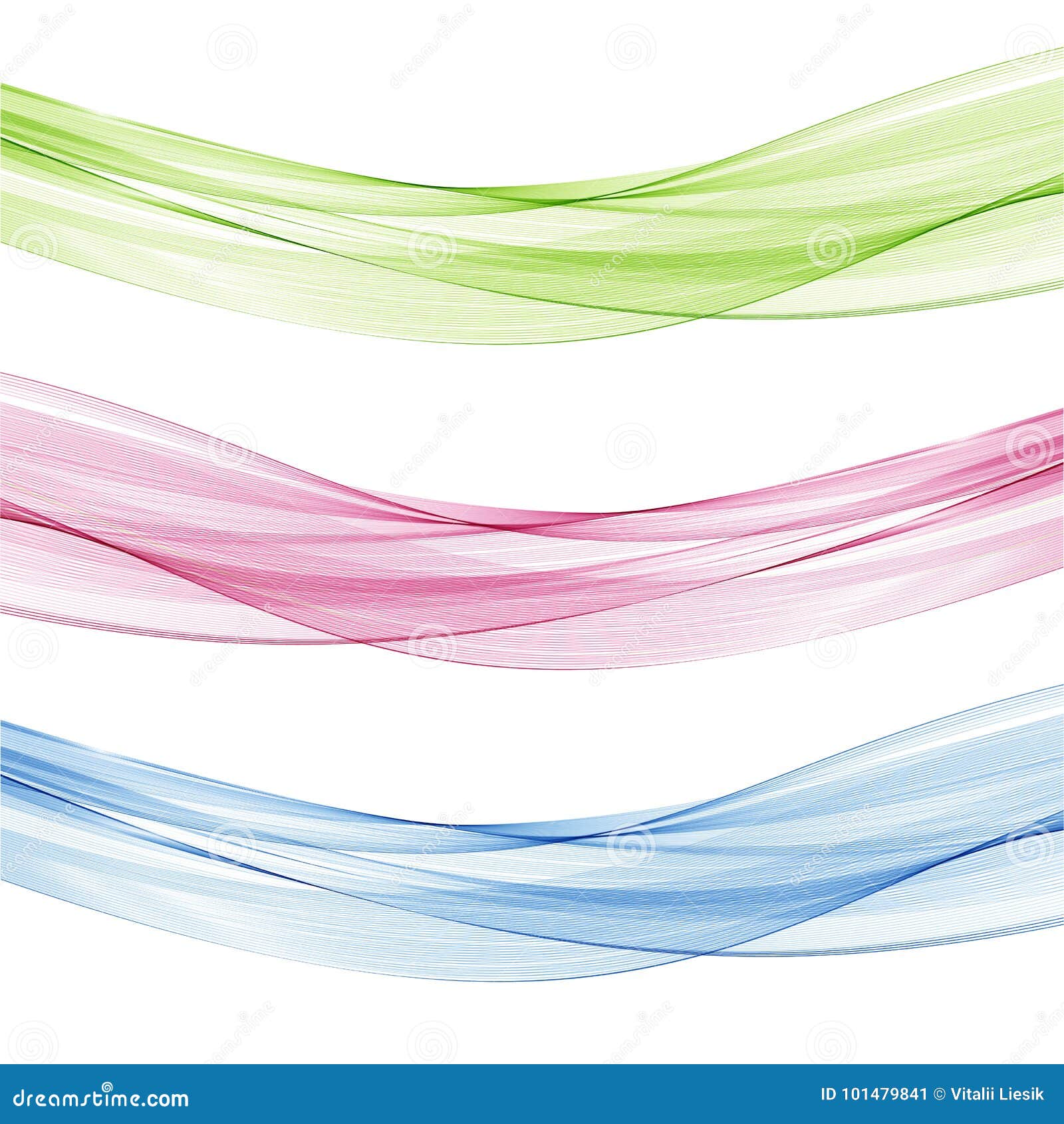 Abstract Blue,pink and Green Waves Set Stock Vector - Illustration of ...