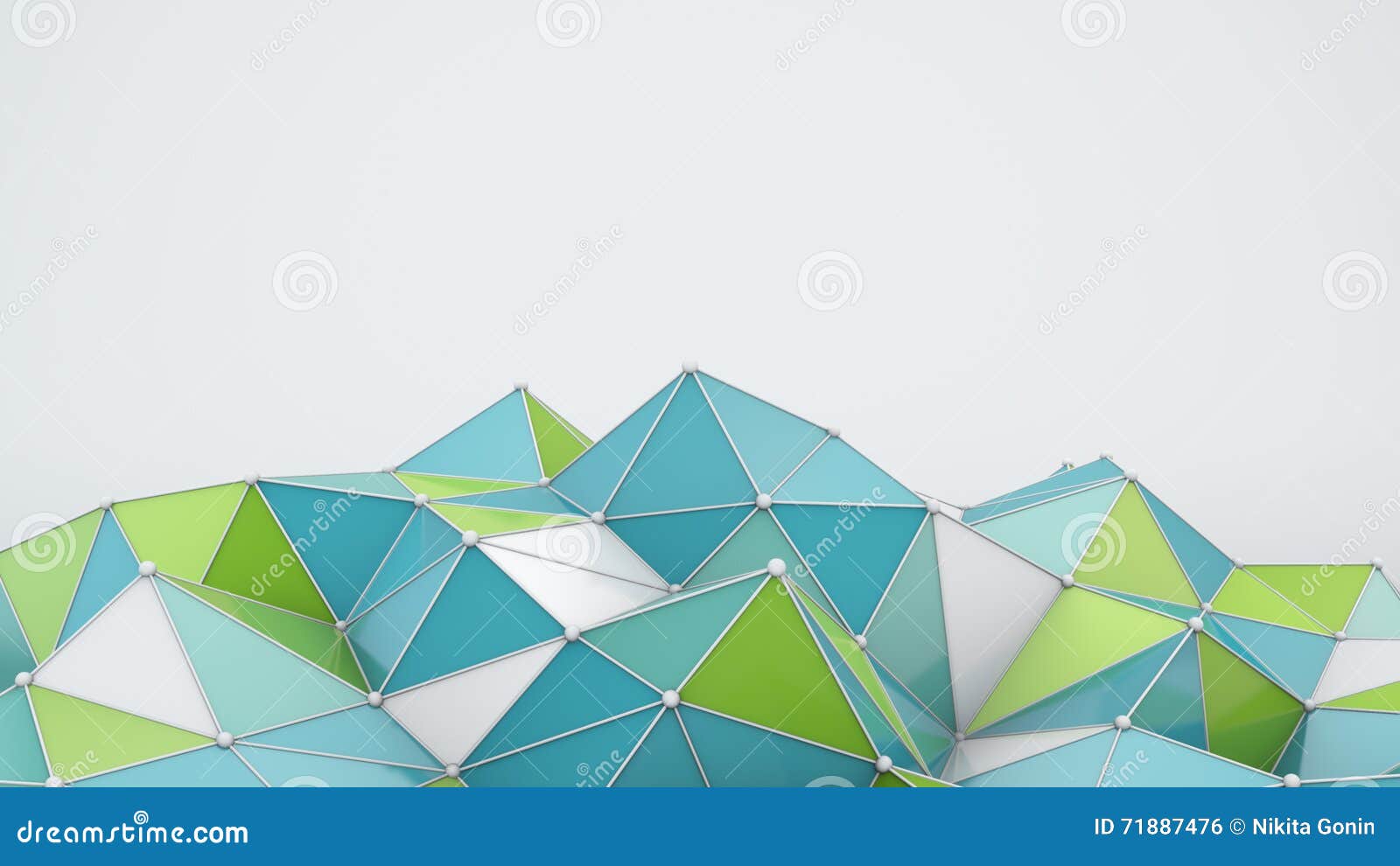 Blue and Green Polygonal Shape 3D Render Stock Illustration ...