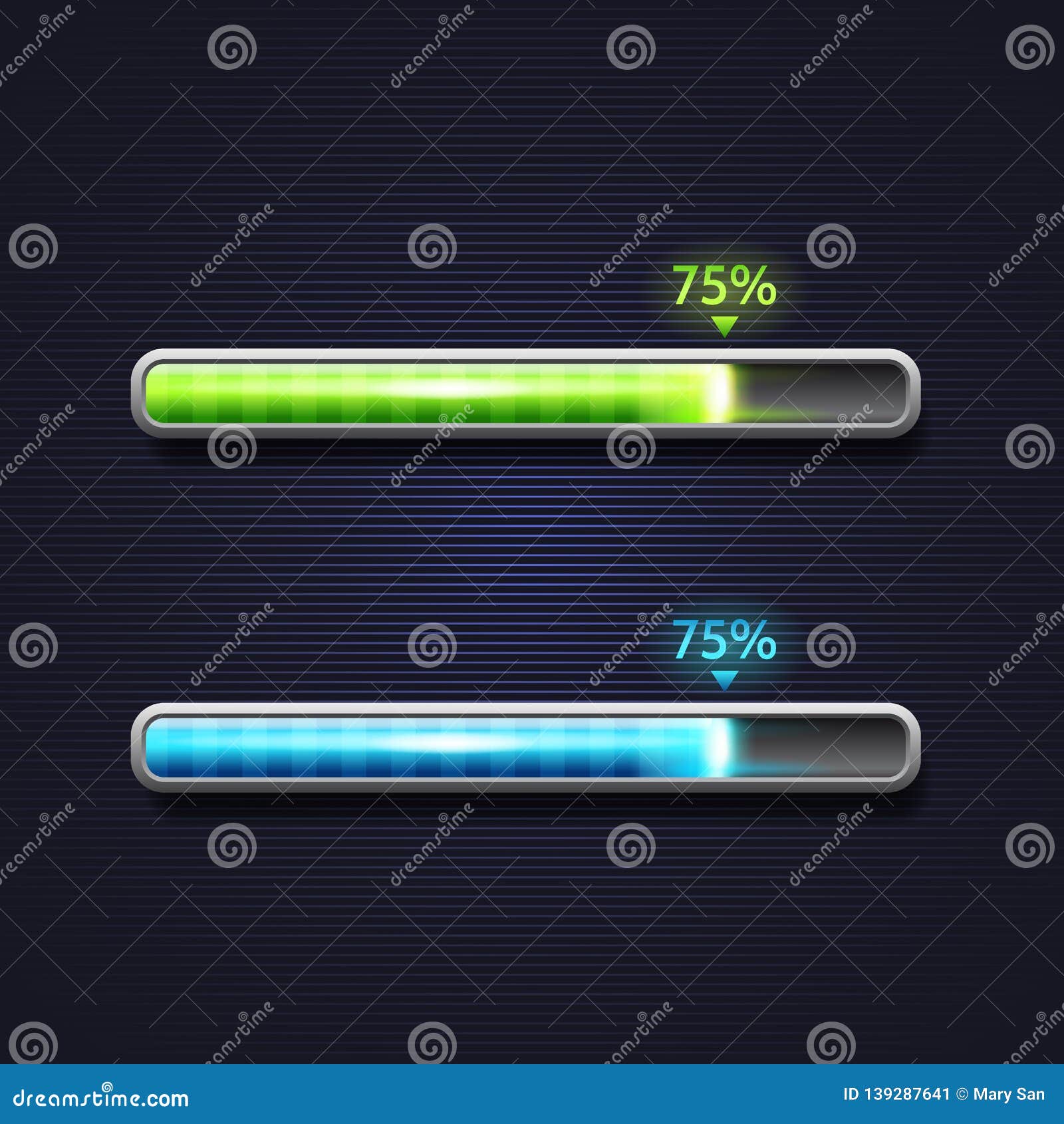 Blue and Green Progress Bar, Loading, Template for App Interface Stock ...