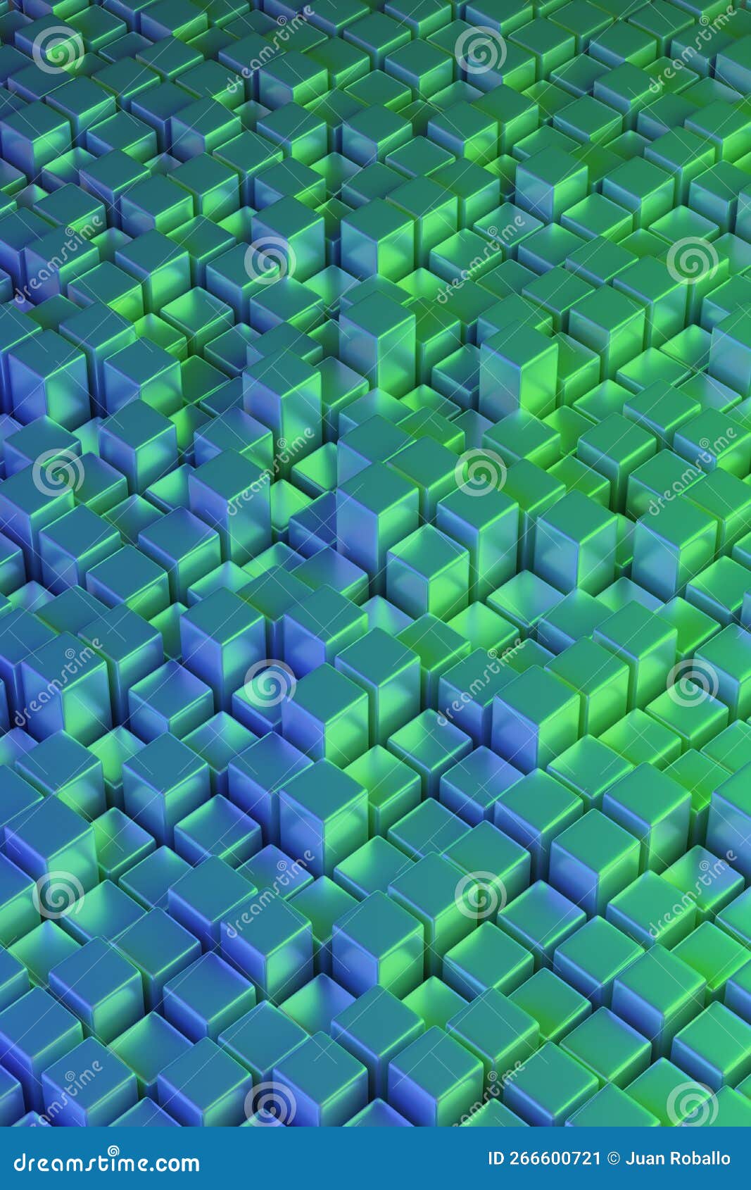 Blue and Green Quadrangular Prisms. Isometric Abstract Background Stock ...