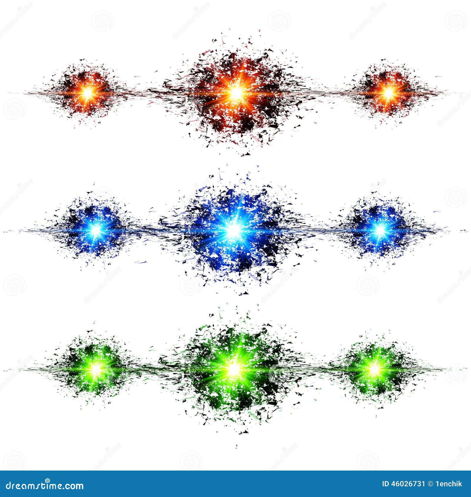 Blue, Green and Red Techno Style Explosions on Stock Vector ...