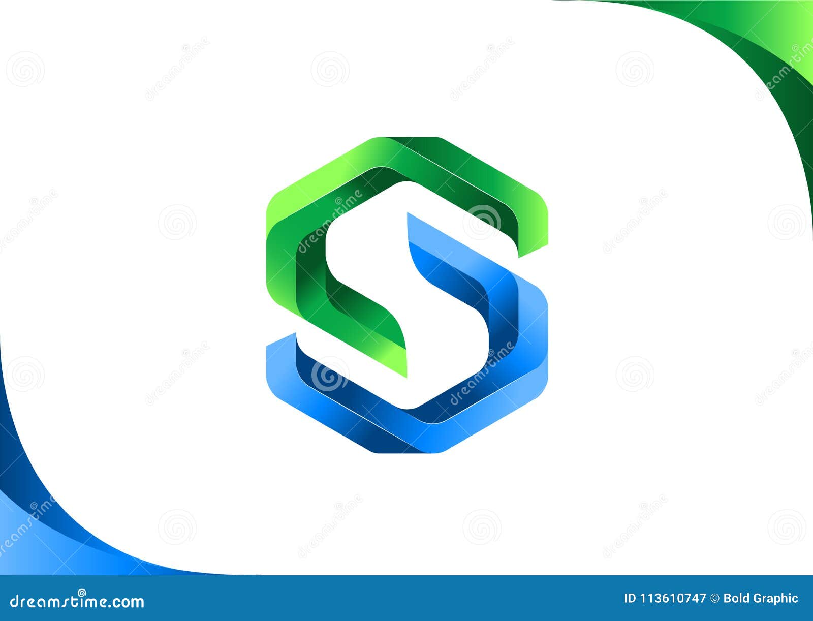 Blue and Green S stock vector. Illustration of blue - 113610747