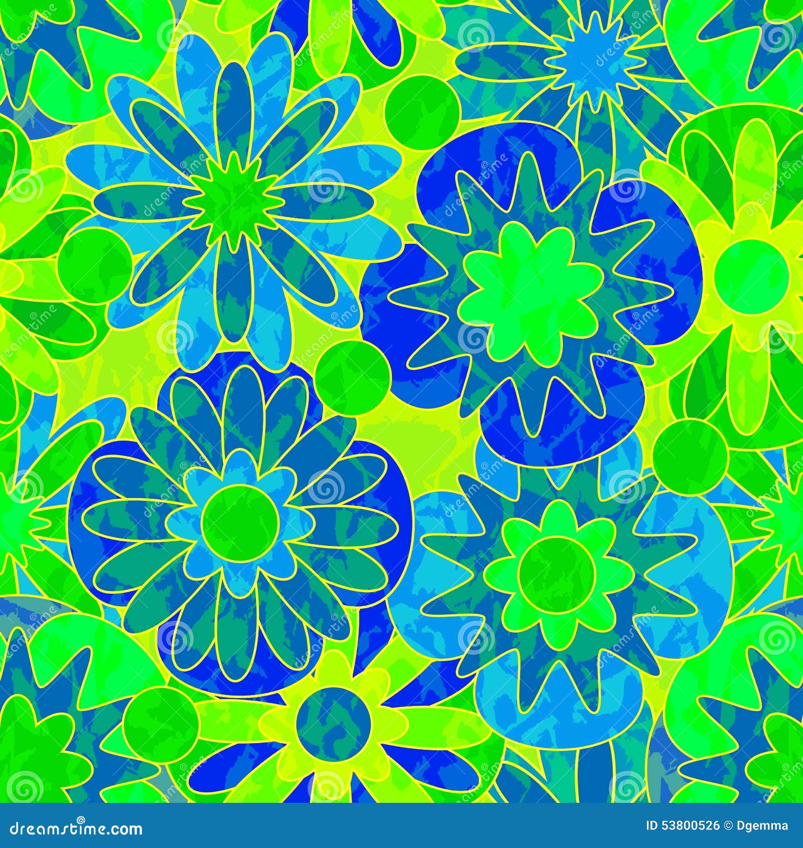 Blue-green Seamless Pattern with Abstract Flowers. Stock Vector ...