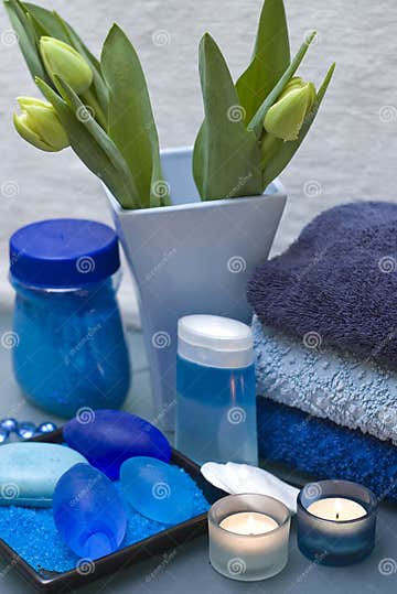 Blue and green spa stock image. Image of color, bathroom - 4392721